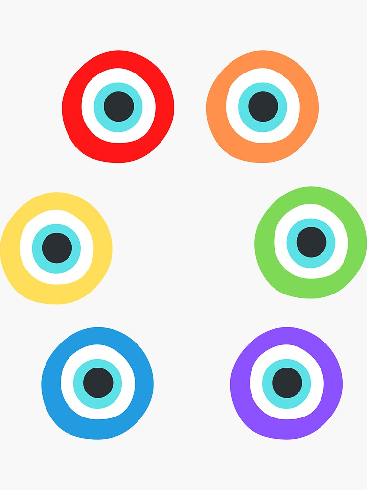 "Evil Eye Rainbow Colors - Set of 6" Sticker for Sale by TheEyeAmongUs ...