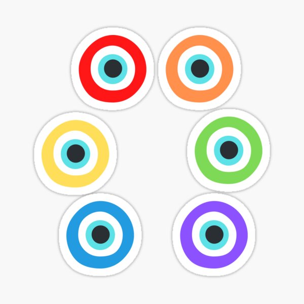 "Evil Eye Rainbow Colors - Set of 6" Sticker for Sale by TheEyeAmongUs ...