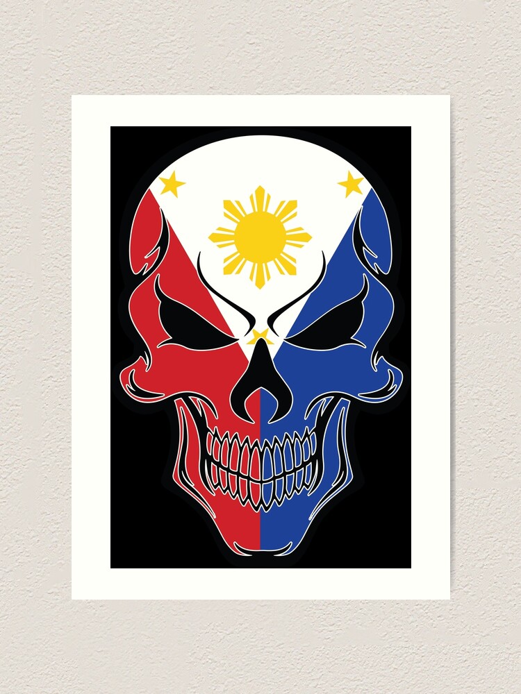 "Philippines Filipino Flag Skull Skeleton Flag Country World Nation Map ...