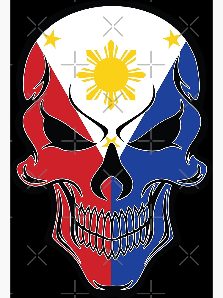 "Philippines Filipino Flag Skull Skeleton Flag Country World Nation Map ...