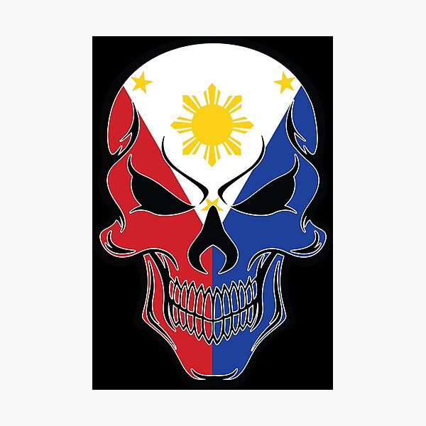 "Philippines Filipino Flag Skull Skeleton Flag Country World Nation Map ...