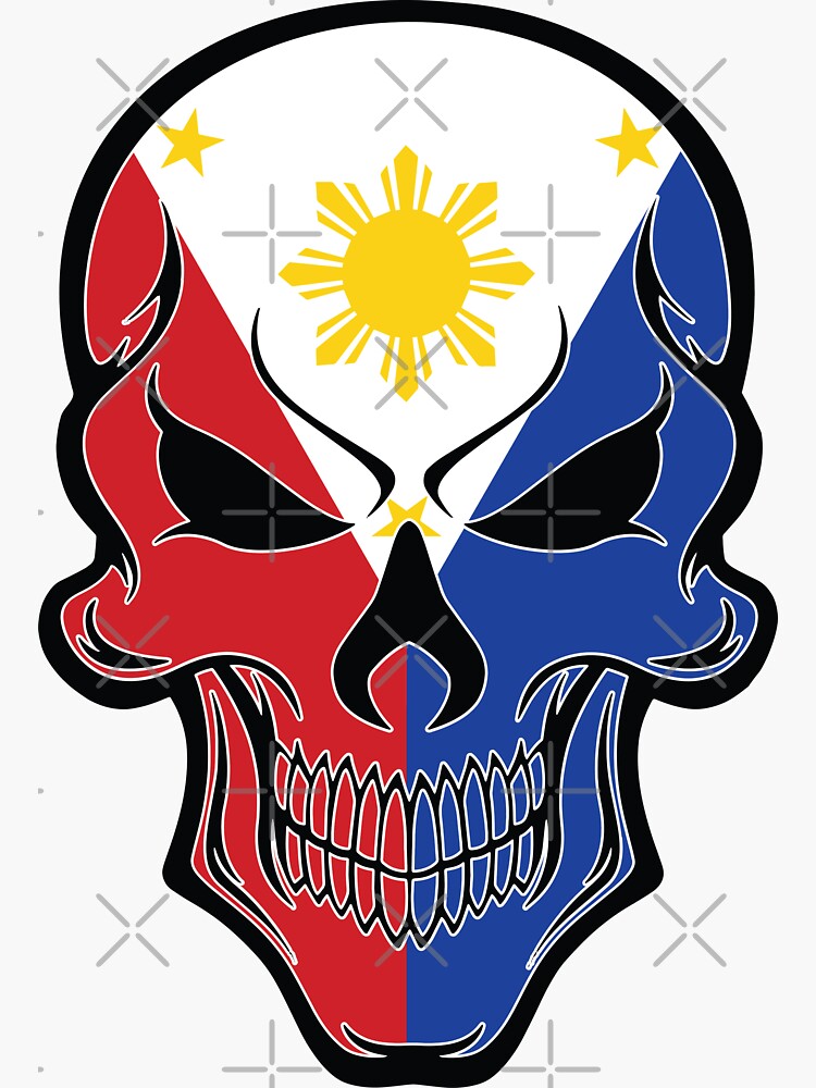 "Philippines Filipino Flag Skull Skeleton Flag Country World Nation Map ...