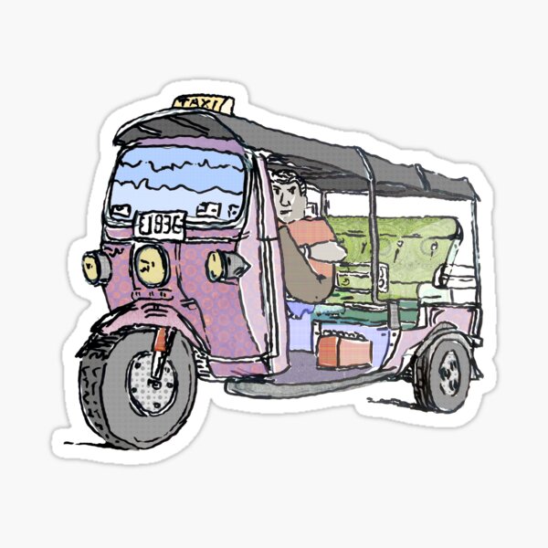 "Tuk Tuk Auto Rickshaw" Sticker for Sale by rooosterboy | Redbubble
