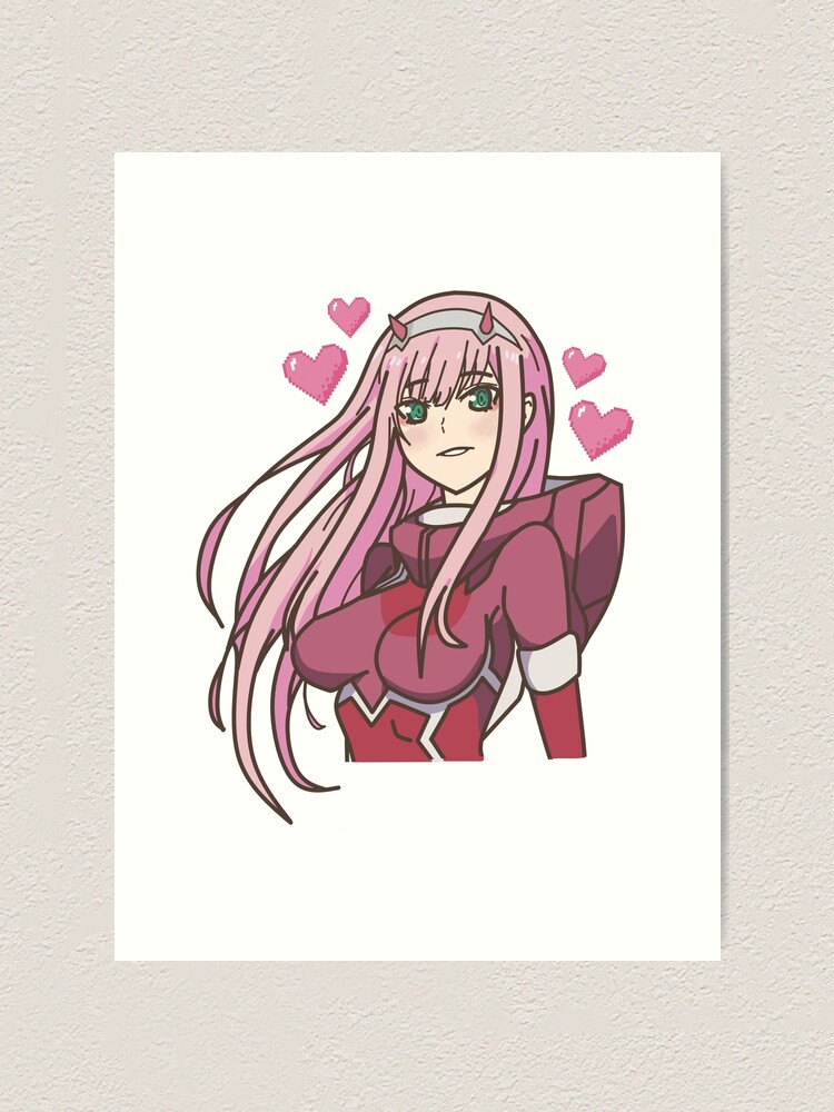"Darling in the Franxx - Cute Zero Two with Hearts" Art Print by ...
