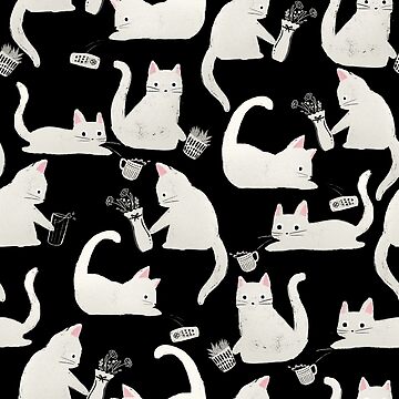 "Bad Cats Knocking Stuff Over, White Cats on Black" Coffee Mug for Sale ...