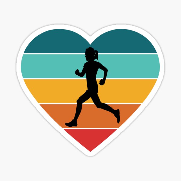 "I Love Running - Woman Runner - Multicolored Heart" Sticker for Sale ...