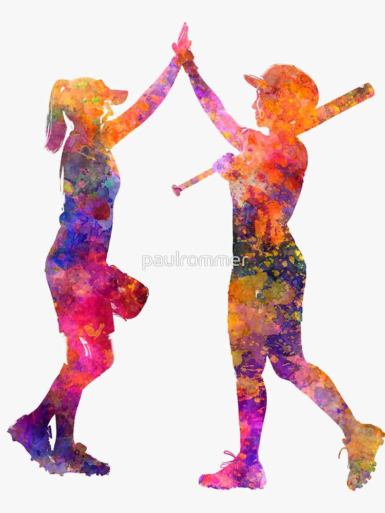 "women playing softball 01" Sticker for Sale by paulrommer | Redbubble