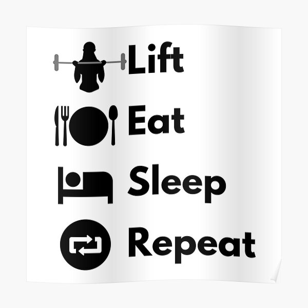 "Lift, Eat, Sleep, Repeat Simple black text female lifter vector ...