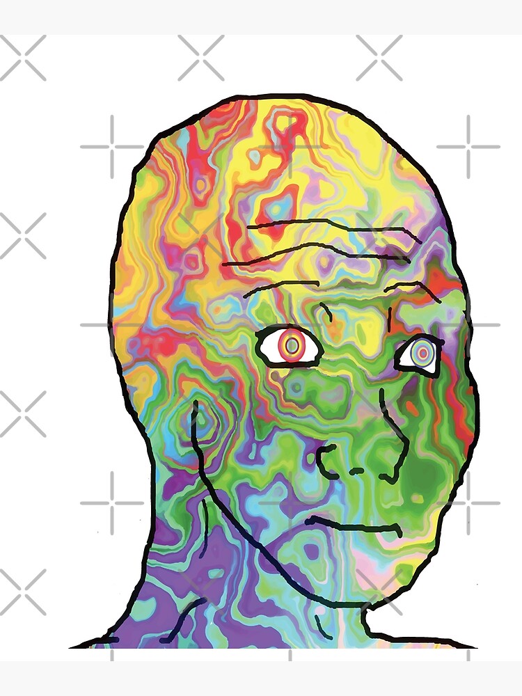"Wojak Psychedelic Trippy Meme Doomer Nihilism" Canvas Print by ...