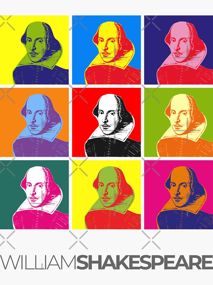 "William Shakespeare pop-art portrait poster" Sticker by CMYKStudio ...