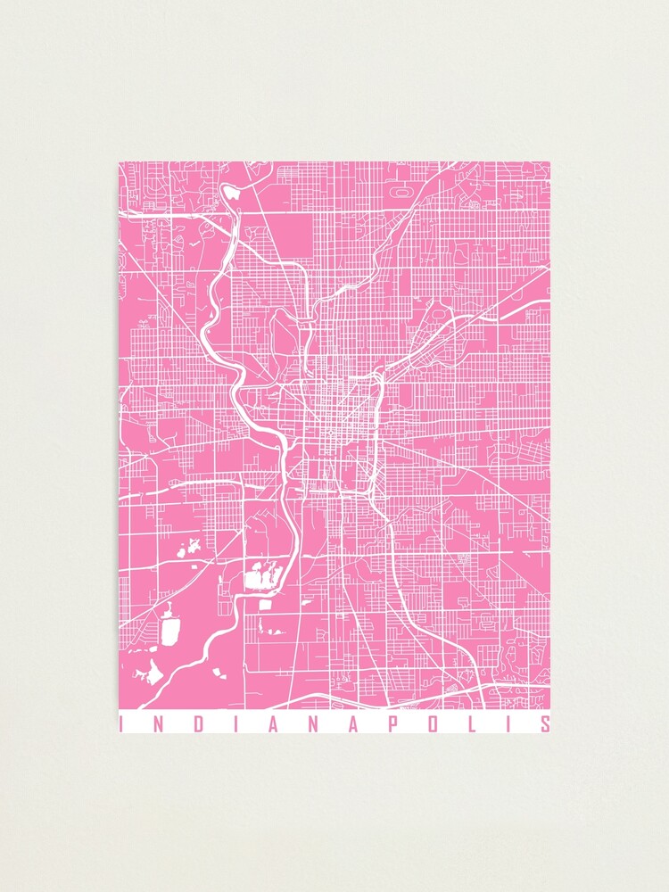"Indianapolis map pink" Photographic Print for Sale by mapsart | Redbubble