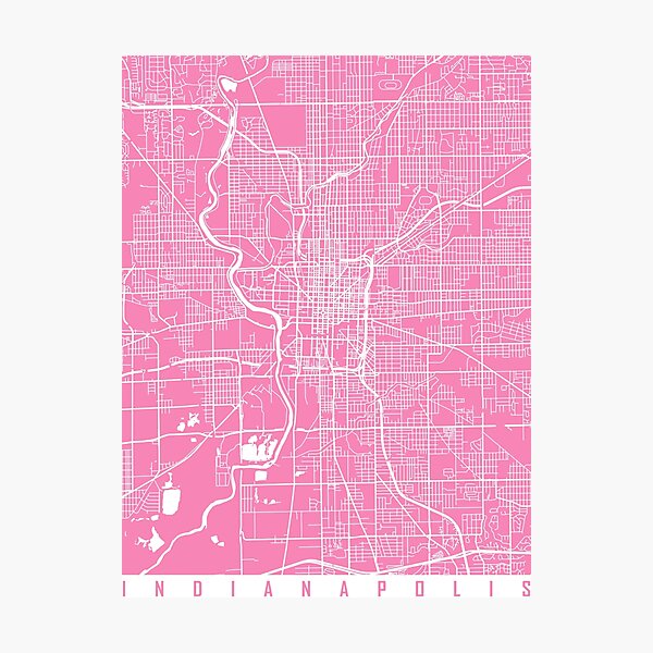 "Indianapolis map pink" Photographic Print for Sale by mapsart | Redbubble
