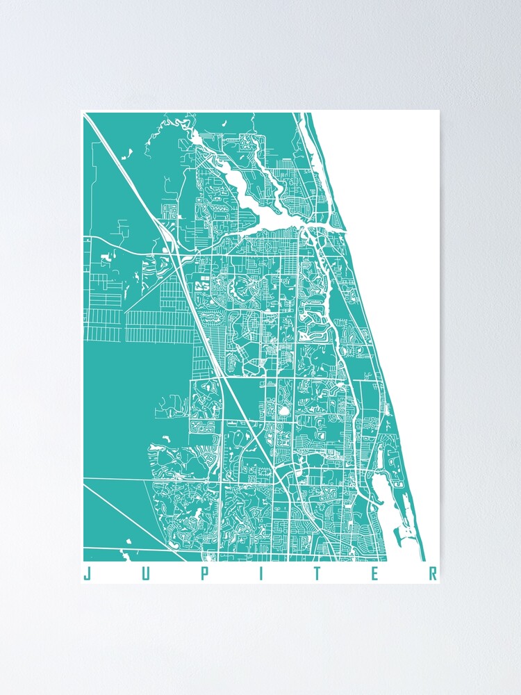 Póster «Júpiter mapa florida turquesa» de mapsart | Redbubble