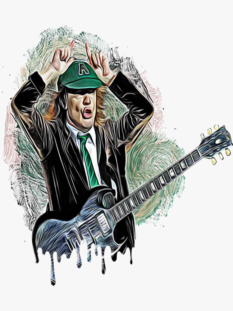 "Angus Young From Ac Dc" Sticker for Sale by Onebistoer | Redbubble