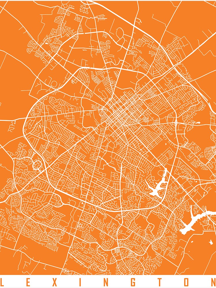 Pegatina «Mapa de Lexington naranja» de mapsart | Redbubble