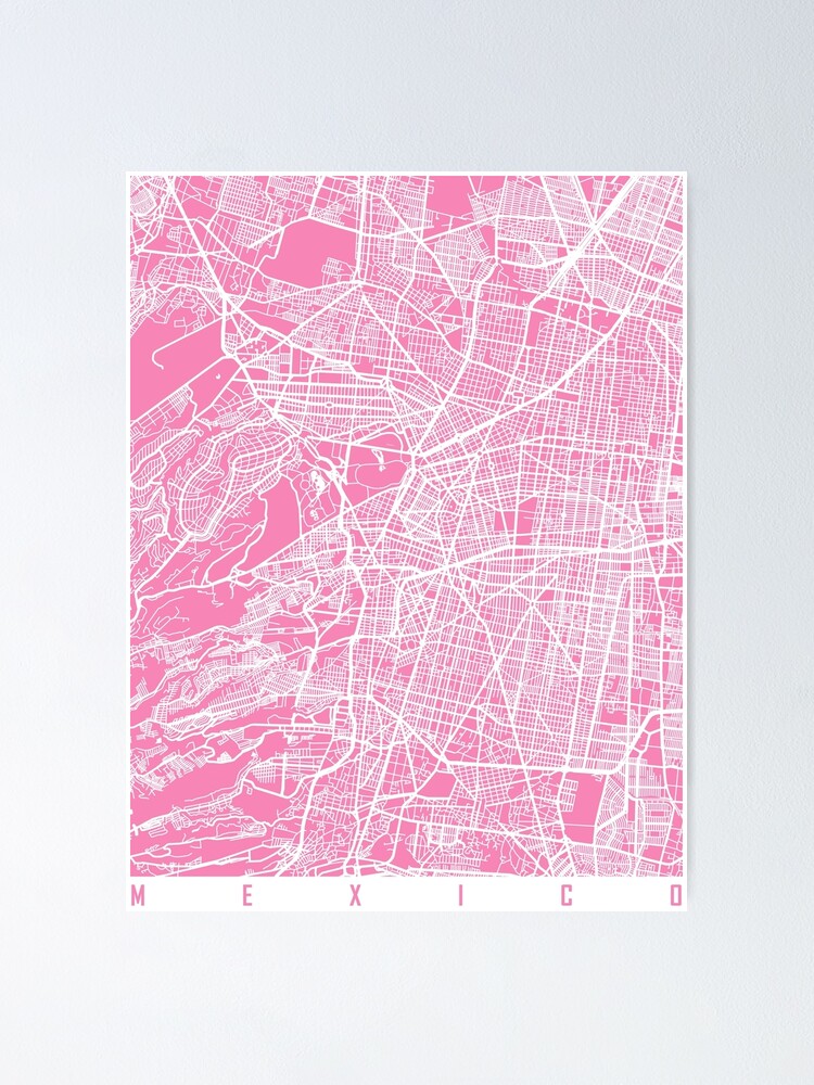 Póster «Mapa de México rosa» de mapsart | Redbubble