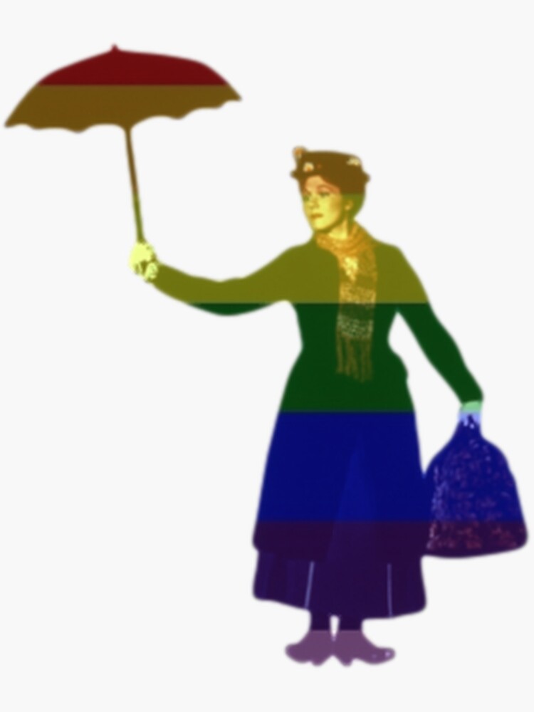 "Rainbow Mary Poppins Umbrella" Sticker for Sale by UmbrellaHud | Redbubble