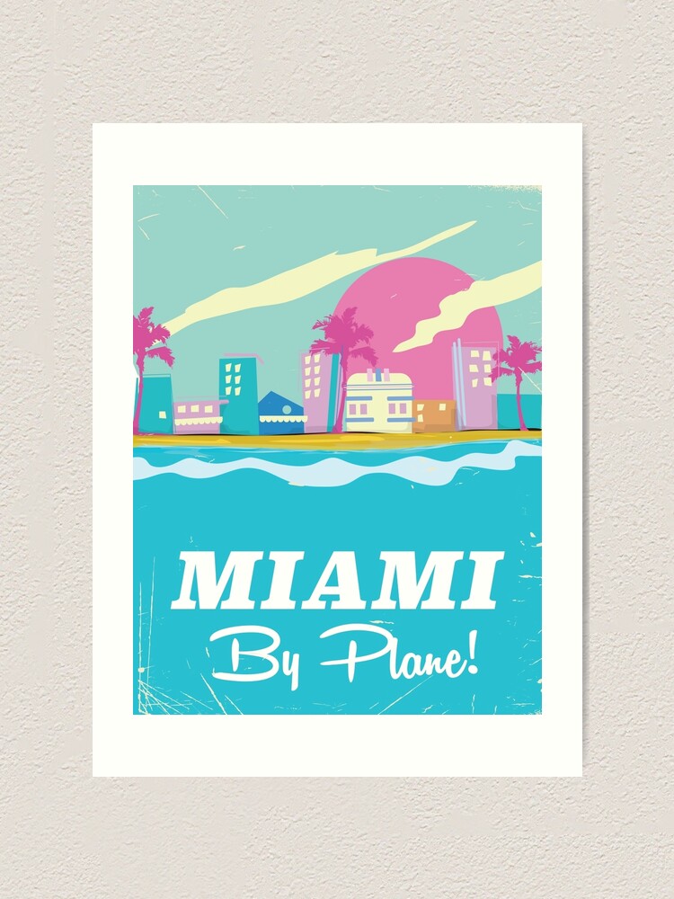 "Cartoon 1980s miami vice vintage travel poster" Art Print by ...