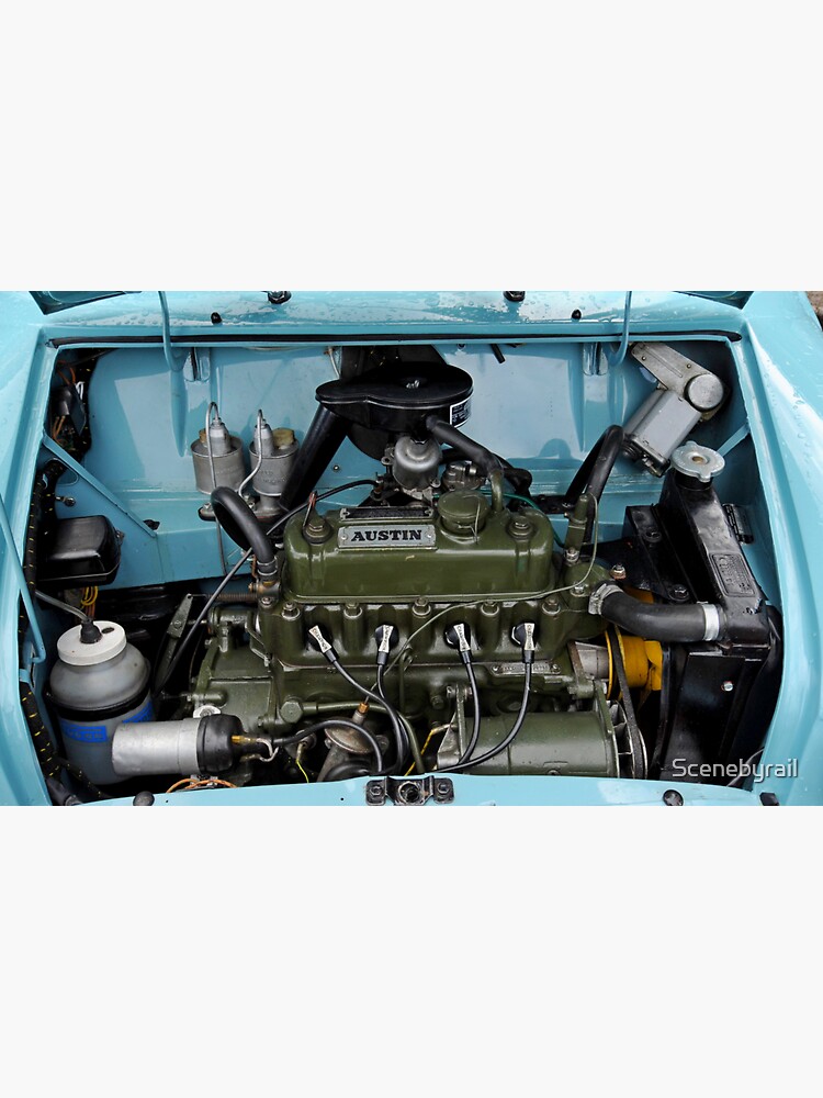 "Classic Mini engine bay" Sticker for Sale by Scenebyrail | Redbubble