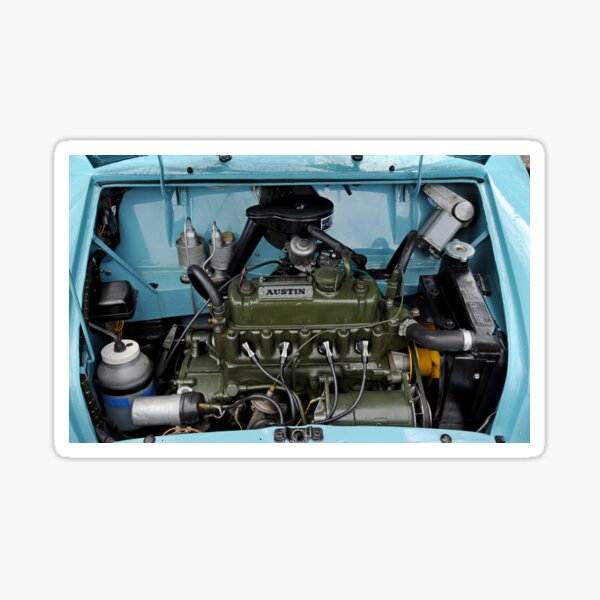 "Classic Mini engine bay" Sticker for Sale by Scenebyrail | Redbubble