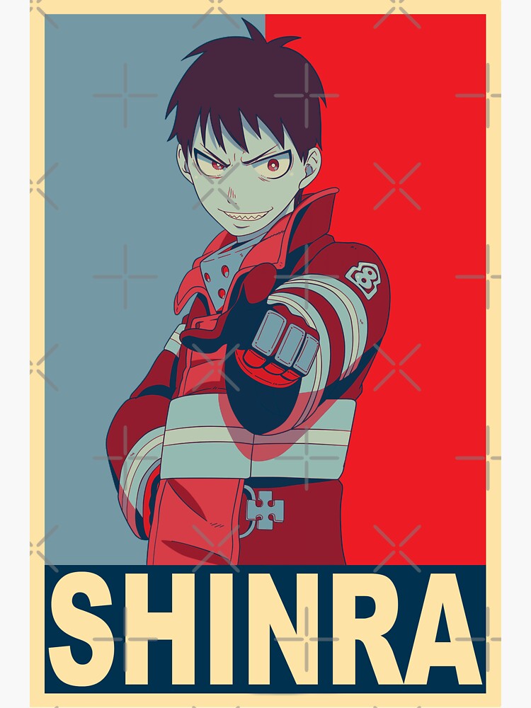 "Shinra kusakabe Poster" Sticker by LahcenBamouh | Redbubble