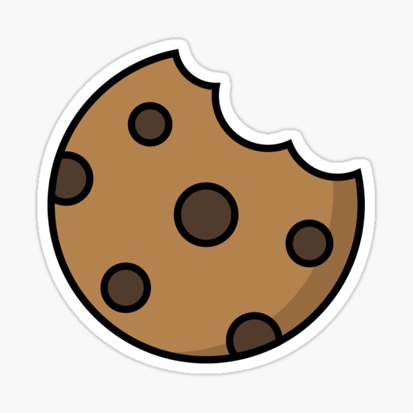 "Cute Half Eaten Chocolate Chip Cookie Icon on Beige" Sticker for Sale ...