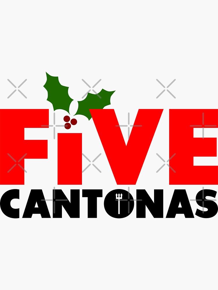 "5 Cantonas - Holly text design red and black" Sticker by iRussJ ...
