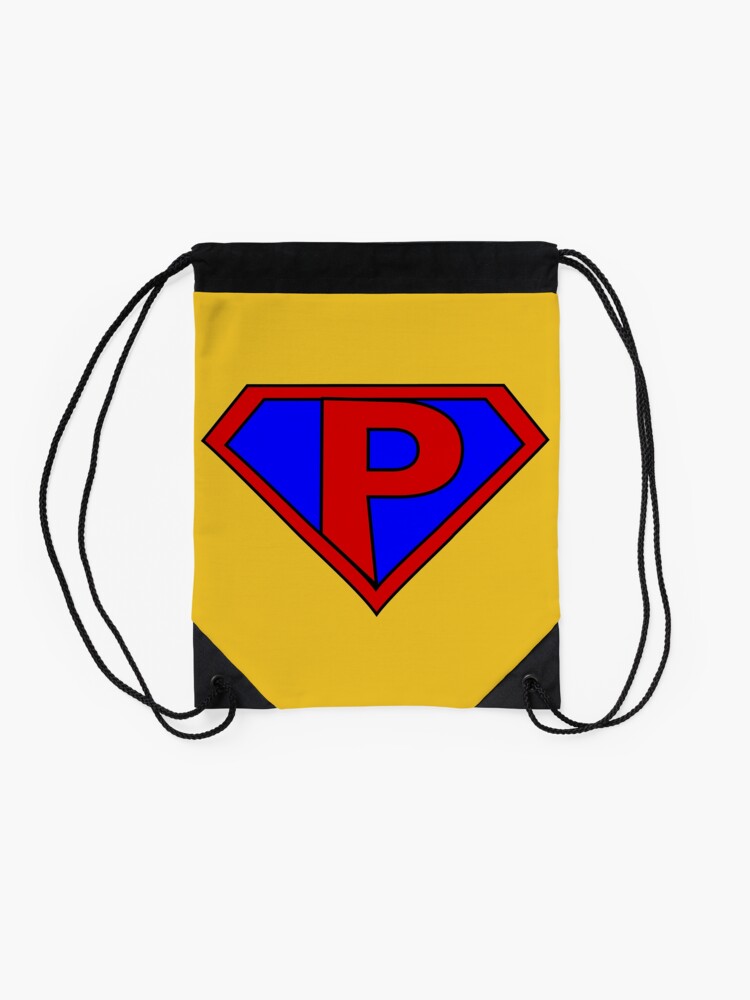 "Hero, Heroine, Superhero, Initials, P" Drawstring Bag for Sale by ...