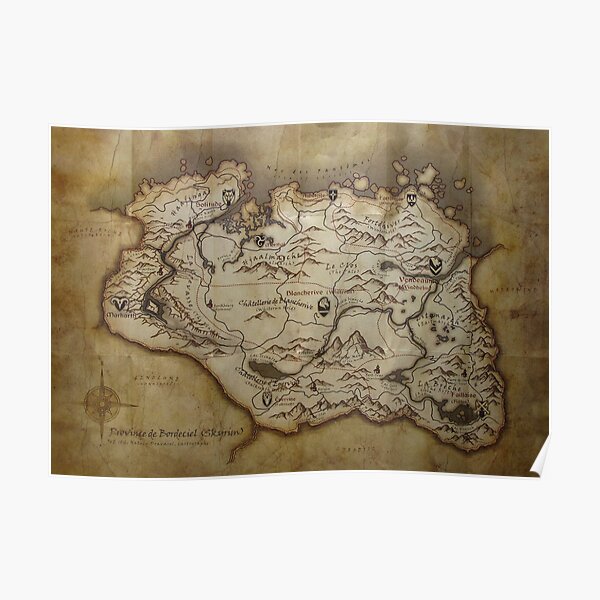 Elder Scrolls V Skyrim Poster Map Posters Videogamex | Images and ...