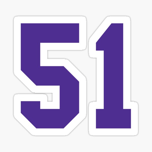 "Fifty-One Purple Jersey Number Sports 51" Sticker for Sale by ...