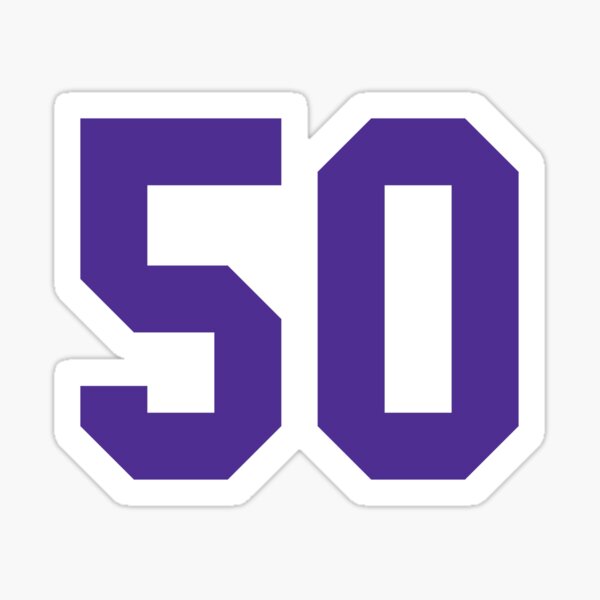 "Fifty Purple Jersey Number Sports 50" Sticker for Sale by HelloFromAja ...