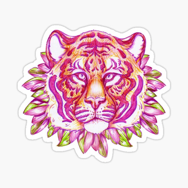 "Pink Tiger" Sticker by ghostboistudios | Redbubble