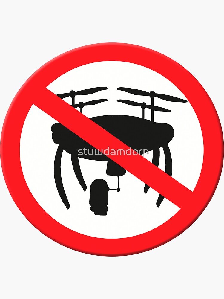 "Warning sign - drone usage forbidden" Sticker for Sale by stuwdamdorp ...