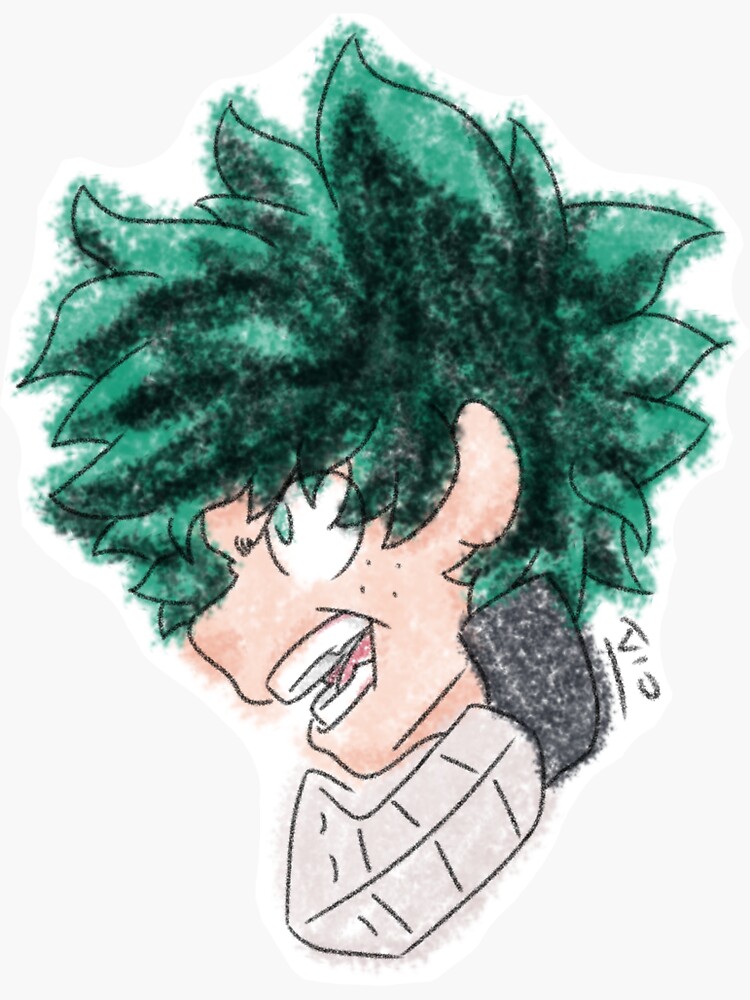 "Deku Izuku Midoriya head" Sticker by Viochu | Redbubble
