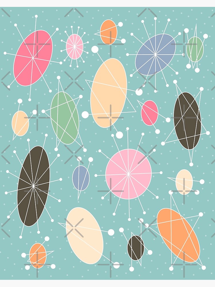 Colorful Atomic Art Mid Century Modern Art Board Print for Sale by Leah Comanor Redbubble