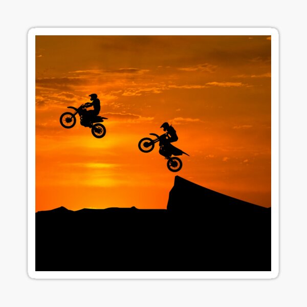 "Dirt Bikes Jumping" Sticker for Sale by liftdesign | Redbubble