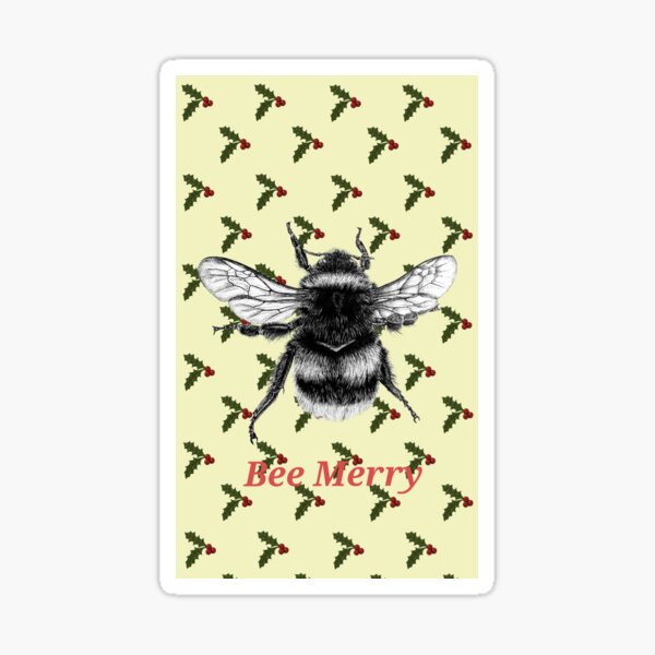 "Bee Merry illustration" Sticker for Sale by NLaRosaArt | Redbubble