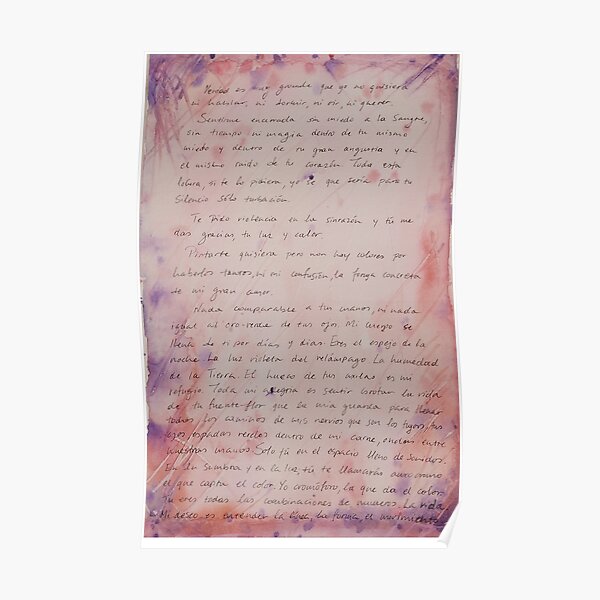 "Love Letter from Frida Kahlo to Diego Rivera, watercolours" Poster by ...