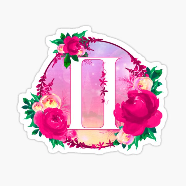 "Gemini Zodiac Horoscope Pink Floral Monogram" Sticker for Sale by ...