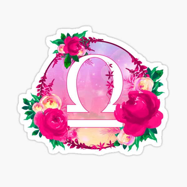 "Libra Zodiac Horoscope Pink Floral Monogram" Sticker for Sale by ...
