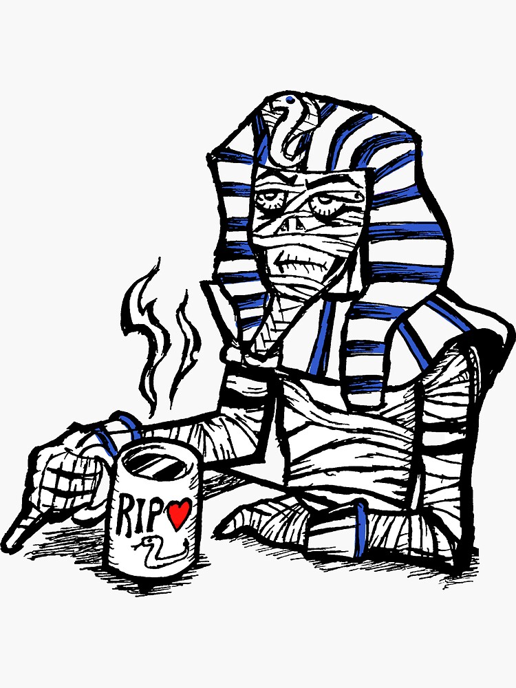 "Coffee Drinking Mummy" Sticker for Sale by amerino30 | Redbubble