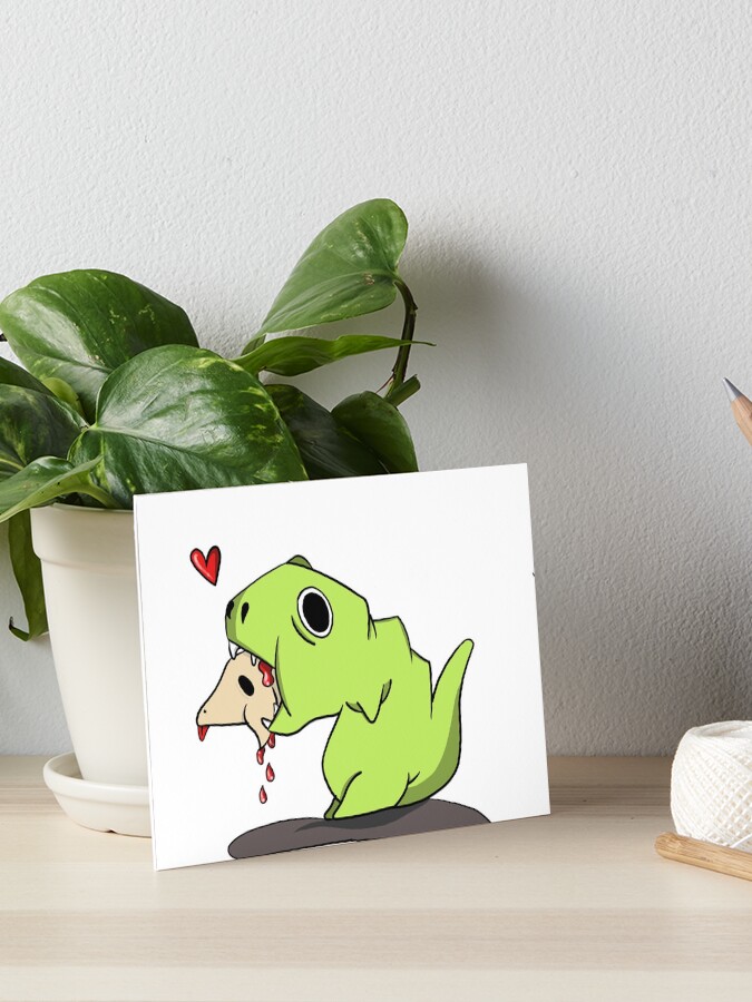 "Don't Forget to Chew - Cute T-Rex Eating a Goat" Art Board Print for ...