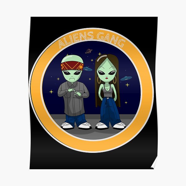 "Aliens Gang - Flying Saucers" Poster for Sale by Arva-Designs | Redbubble