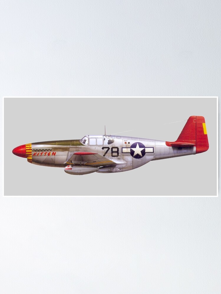 "Vintage P-51 Mustang Tuskegee Airmen World War II" Poster by ...