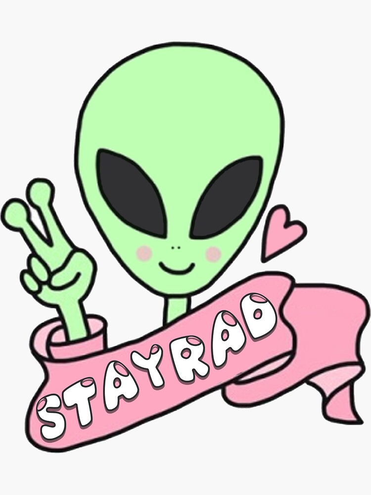 "Stay Rad Aesthetic Alien" Sticker for Sale by HappyGengar | Redbubble