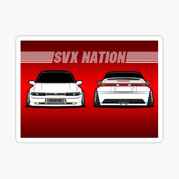 "White SVX Nation Time Attack " Sticker by Svxnation | Redbubble