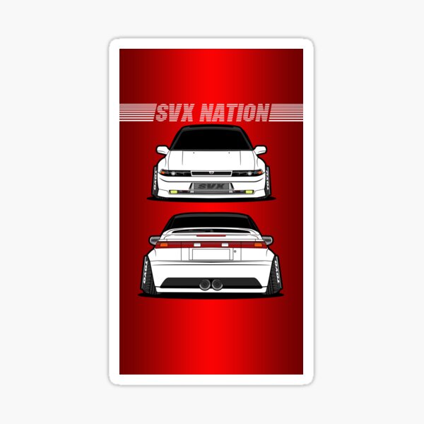 "White SVX Nation Time Attack " Sticker by Svxnation | Redbubble