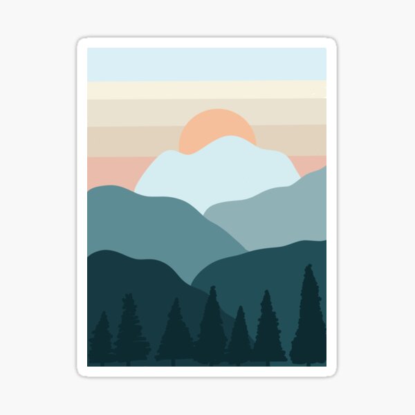 "Modern Mountain Sunrise" Sticker for Sale by khcDesign | Redbubble
