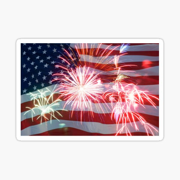 "American Flag and fireworks" Sticker by misskris766 | Redbubble
