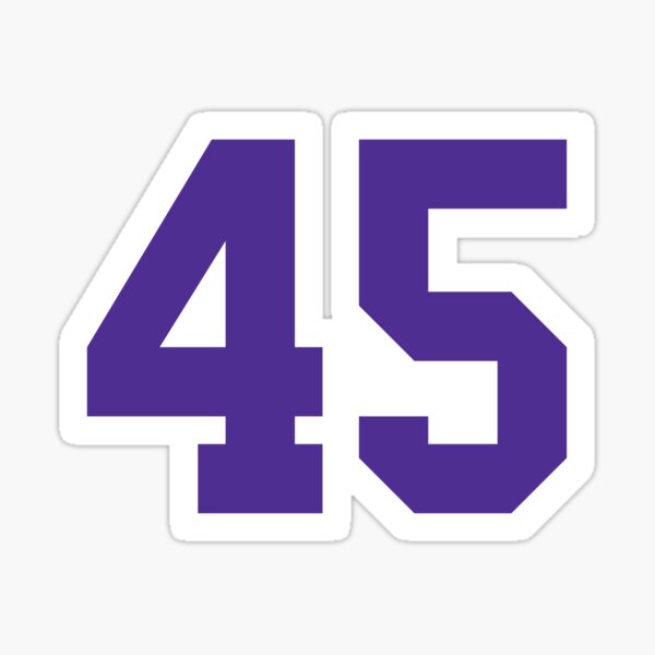 "Fourty-Five Purple Jersey Number Sports 45" Sticker for Sale by ...